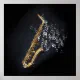 Saxophone with musical notes coming out the bell poster | Zazzle