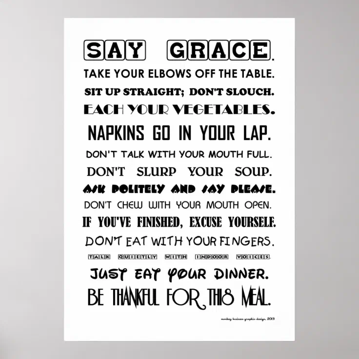SAY GRACE... POSTER | Zazzle