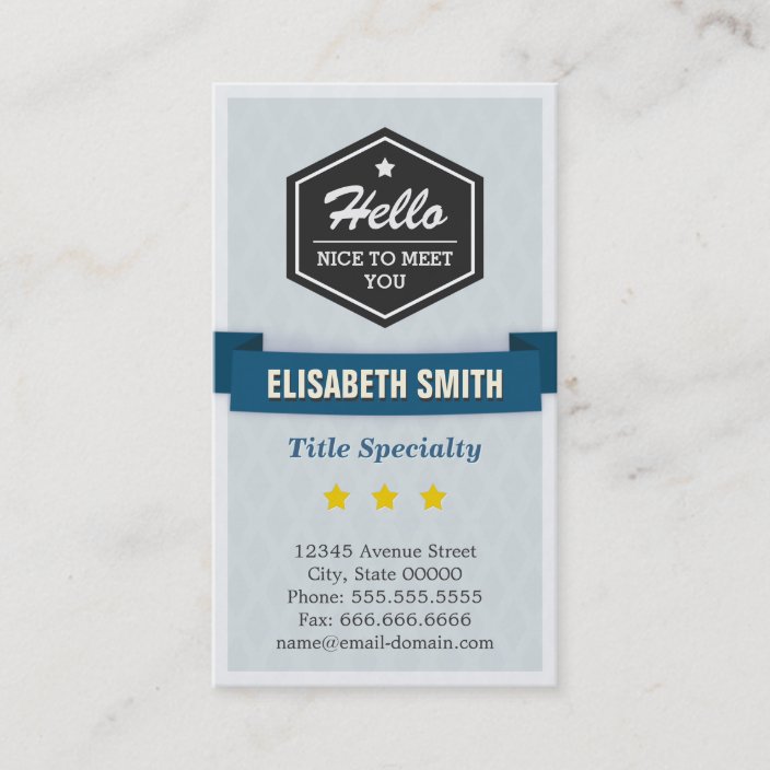 Say Hello and Nice to Meet You in Retro Style Business Card | Zazzle.com