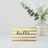 Say Hello to Your Clients - Stylish Gold Stripes Business Card | Zazzle