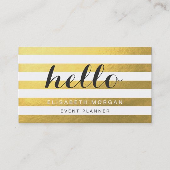 Say Hello to Your Clients - Stylish Gold Stripes Business Card | Zazzle.com