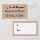 Say No to Wrapping Baby Shower Almond Gift Card | Zazzle