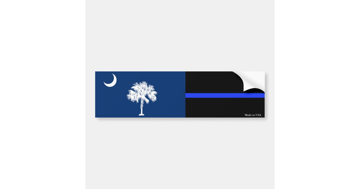 SC Flag & Police Thin Blue Line Bumper Sticker | Zazzle