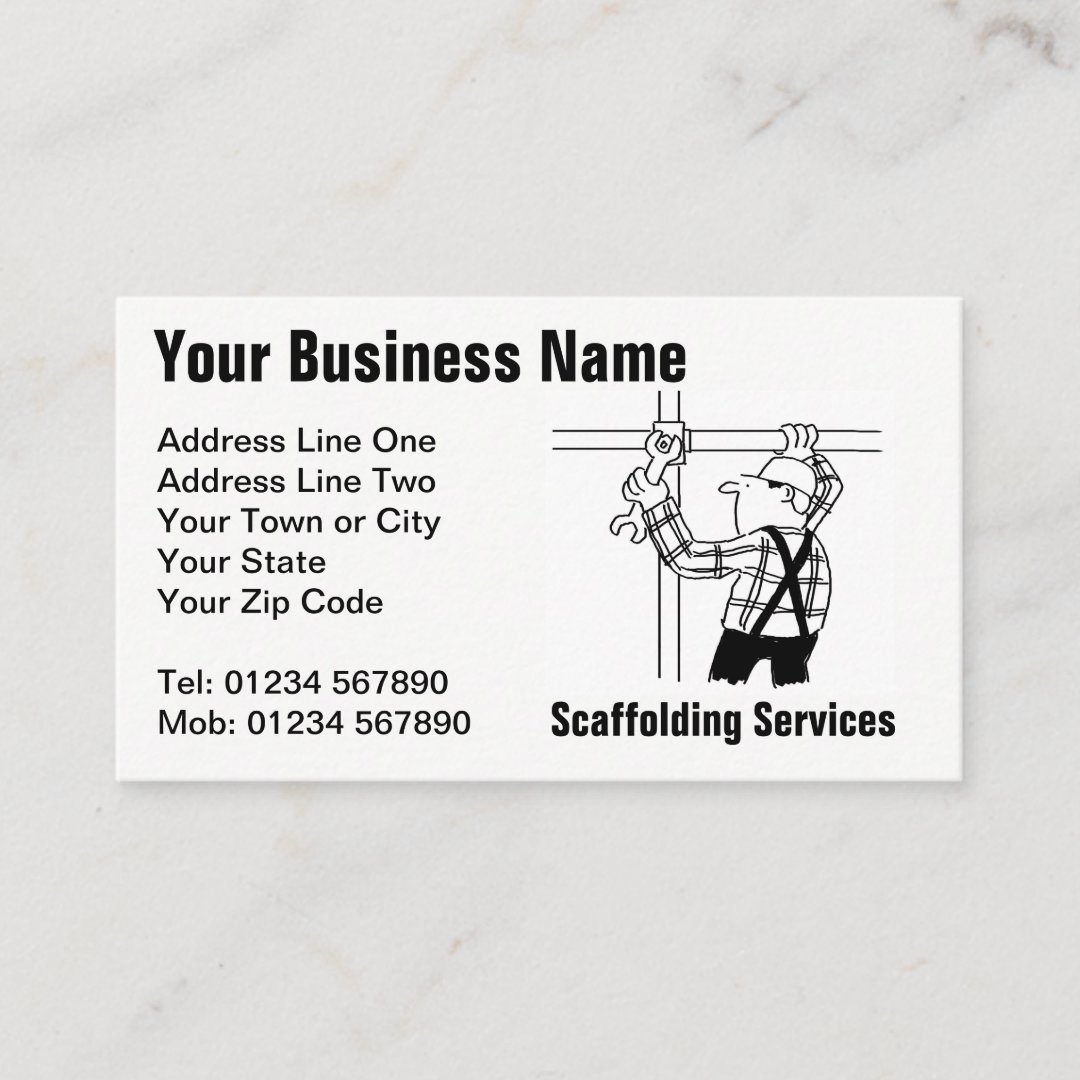 Scaffolding Services Cartoon Business Card | Zazzle