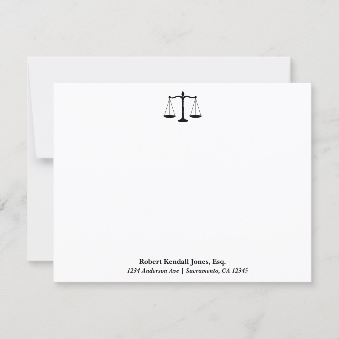 Scales of Justice Black Lawyer Attorney Stationery Invitation | Zazzle