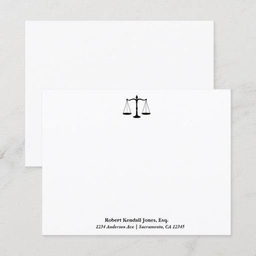 Scales of Justice Black Lawyer Attorney Stationery Invitation | Zazzle