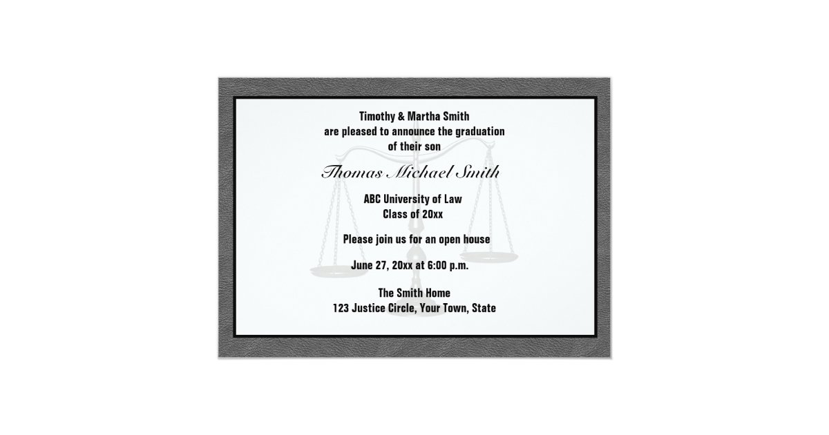 Scales of Justice, Gray, Graduate Annoucement Invitation | Zazzle.com