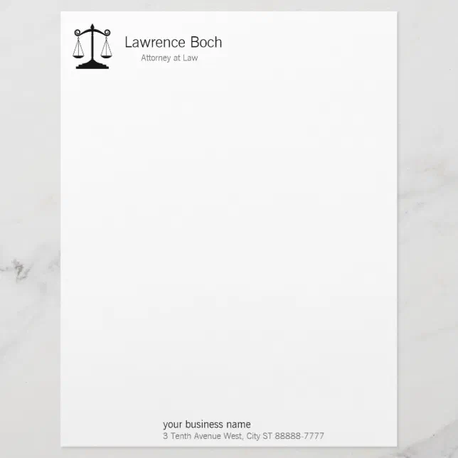 Scales of Justice (Law) Letterhead | Zazzle