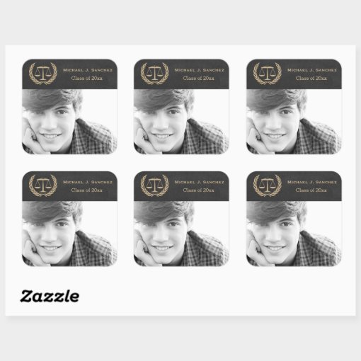 Scales of Justice Law School Grad Square Sticker | Zazzle