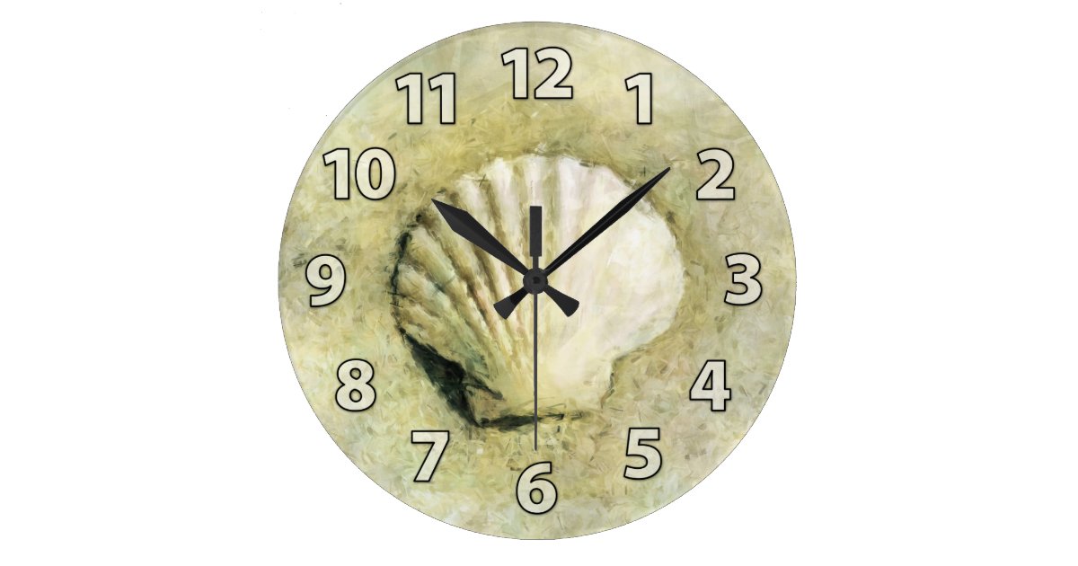 Scallop Sea Shell Art Clock | Zazzle.com