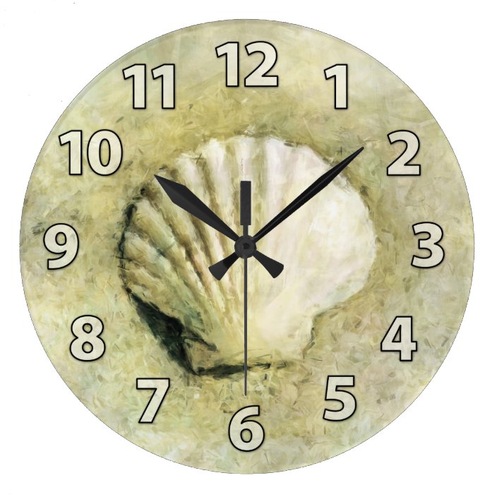 Scallop Sea Shell Art Clock | Zazzle.com