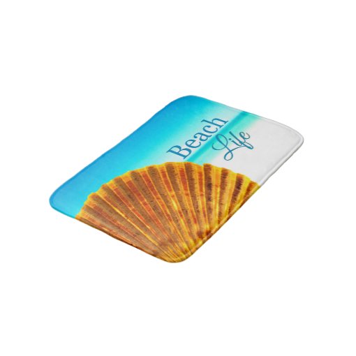 Scallop Sea Shell Beach Life Bath Mat | Zazzle