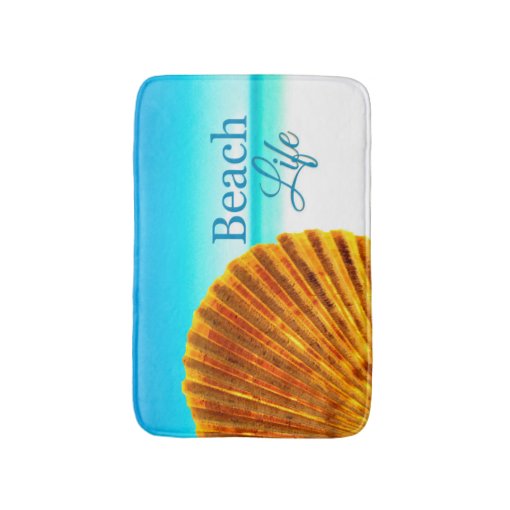 Scallop Sea Shell Beach Life Bath Mat | Zazzle