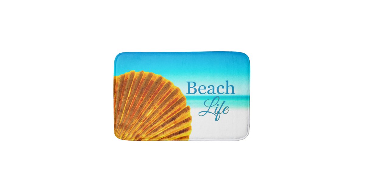 Scallop Sea Shell Beach Life Bath Mat | Zazzle