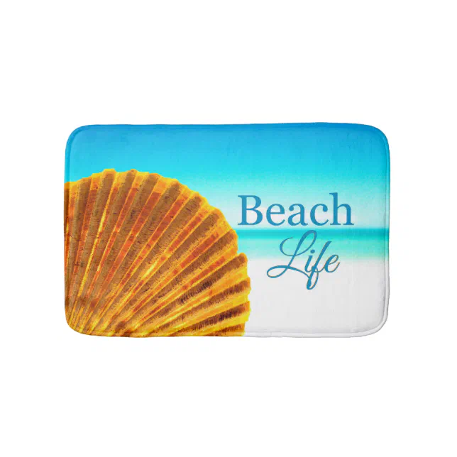 Scallop Sea Shell Beach Life Bath Mat | Zazzle