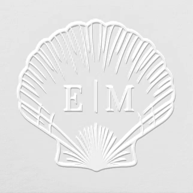Scallop Shell Beach Monogram Wedding Embosser | Zazzle