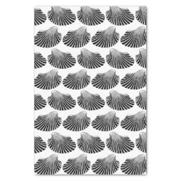 Scallop Shell Block Print, Black and White Tissue Paper | Zazzle