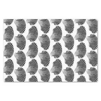 Scallop Shell Block Print, Black and White Tissue Paper | Zazzle