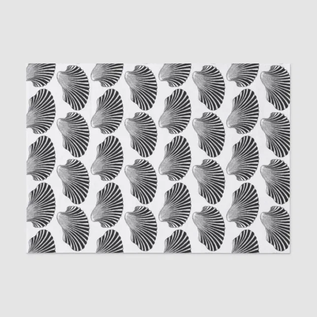 Scallop Shell Block Print, Black and White Tissue Paper | Zazzle