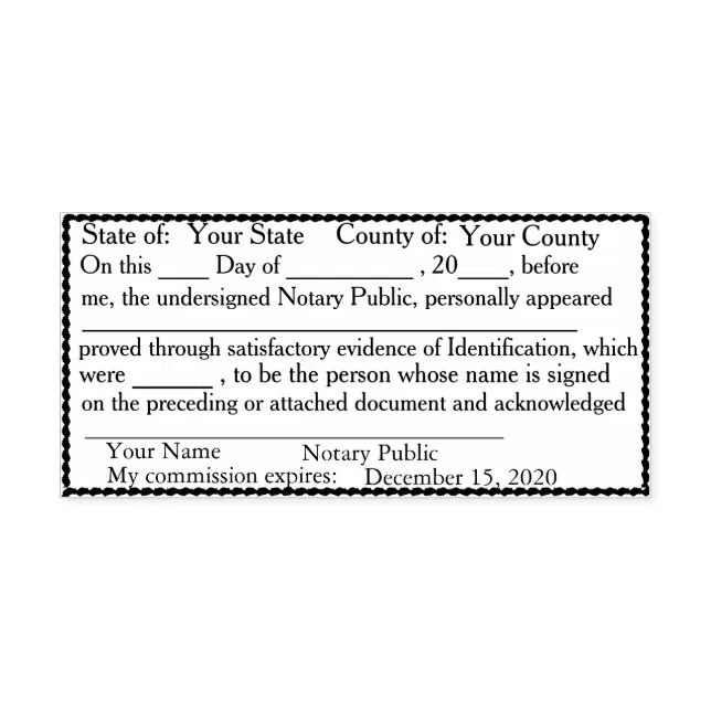 Scalloped Border Notary Public Acknowledgement Self-inking Stamp | Zazzle