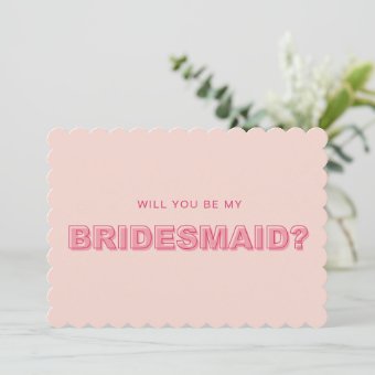 Scalloped edge outline bridesmaid proposal card | Zazzle