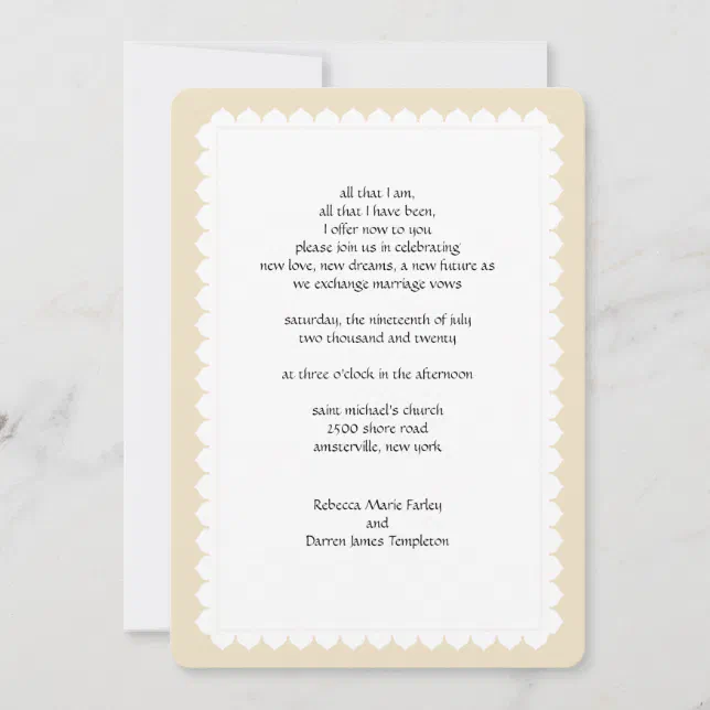 Scalloped Edge Second Marriage Wedding Invitations | Zazzle