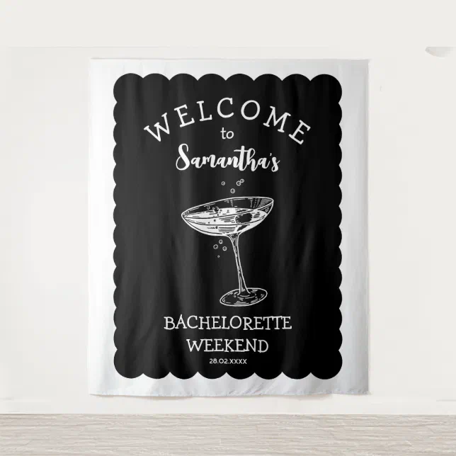 Scalop edge Bachelorette Party Backdrop Cocktail | Zazzle