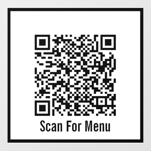 Scan For Menu QR Code Business Black and White Wall Decal | Zazzle