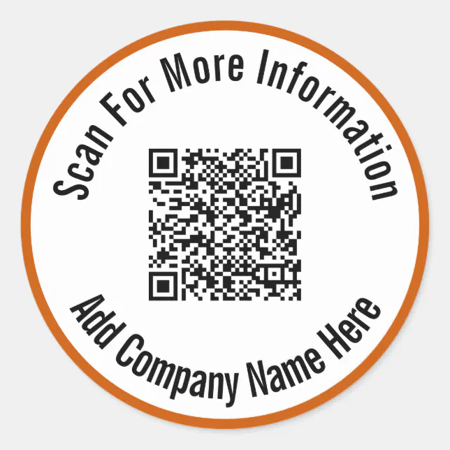 Scan For More Information QR Code Burnt Orange Classic Round Sticker ...
