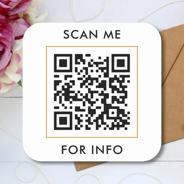 Scan Me Custom QR Code Text Template Square Sticker | Zazzle