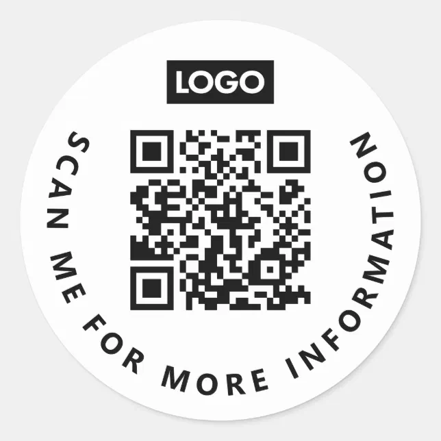 Scan Me Logo Business QR Code Scannable Classic Round Sticker | Zazzle