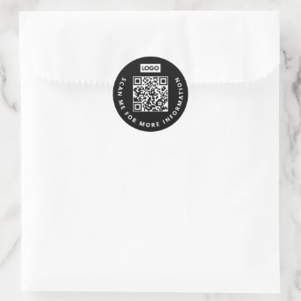 Scan Me Logo Business QR Code Scannable Classic Round Sticker | Zazzle