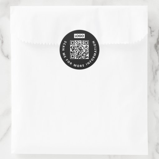 Scan Me Logo Business QR Code Scannable Classic Round Sticker | Zazzle