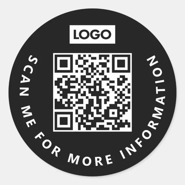 Scan Me Logo Business QR Code Scannable Classic Round Sticker | Zazzle