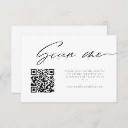Scan Me Modern Calligraphy QR Code Details Enclosure Card | Zazzle
