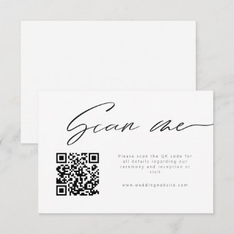 Scan Me Modern Calligraphy QR Code Details Enclosure Card | Zazzle