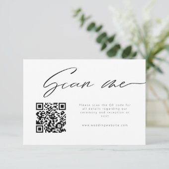 Scan Me Modern Calligraphy QR Code Details Enclosure Card | Zazzle