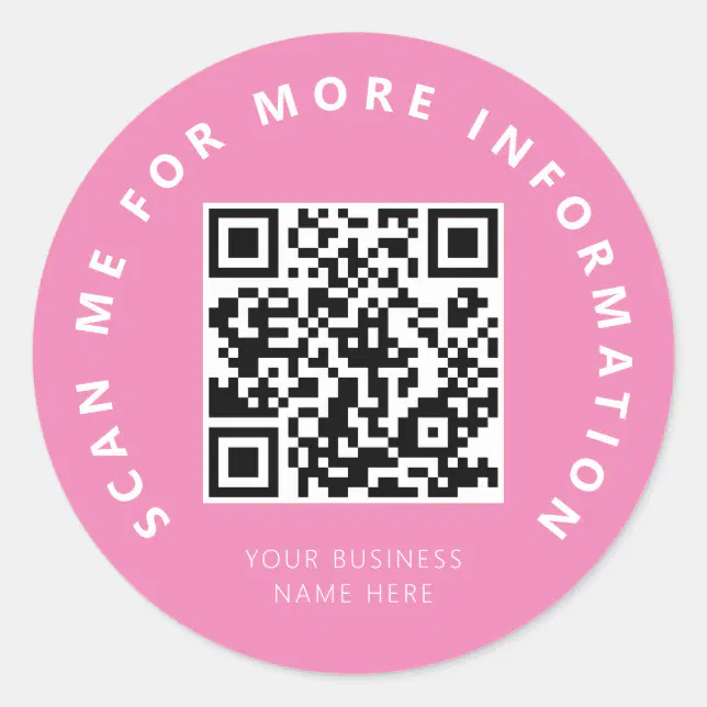 Scan Me Pink QR Code Scannable Classic Round Sticker | Zazzle