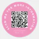 Scan Me Pink QR Code Scannable Classic Round Sticker | Zazzle