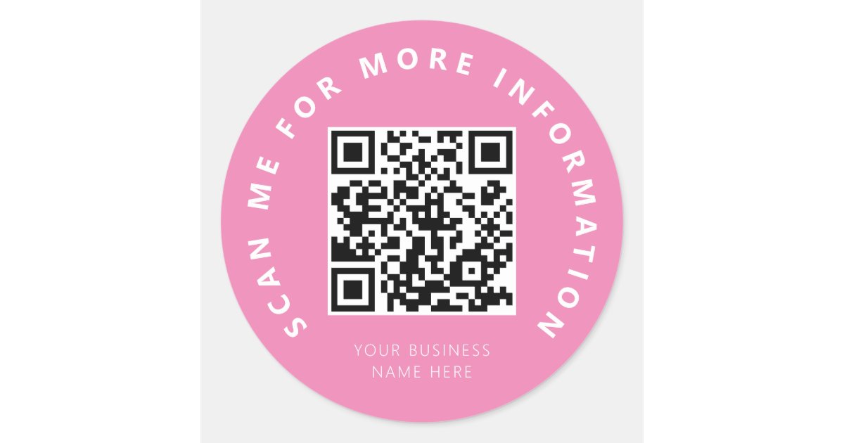 Scan Me Pink QR Code Scannable Classic Round Sticker | Zazzle