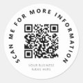 Scan Me QR Code Scannable Classic Round Sticker | Zazzle