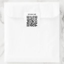 Scan Me QR Code Scannable Square Sticker | Zazzle