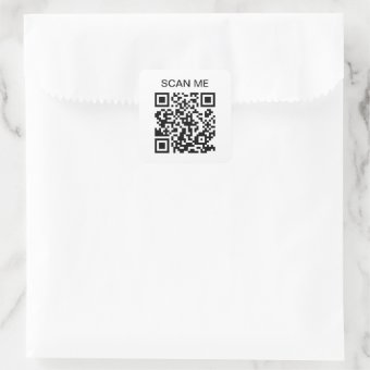 Scan Me QR Code Scannable Square Sticker | Zazzle