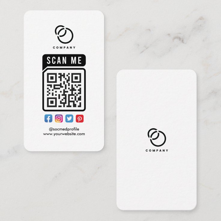 Scan ME QR Code Social Media Logo Modern Simple Business Card | Zazzle