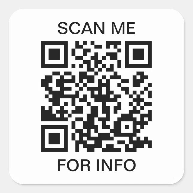 Scan Me QR Code Square Sticker | Zazzle