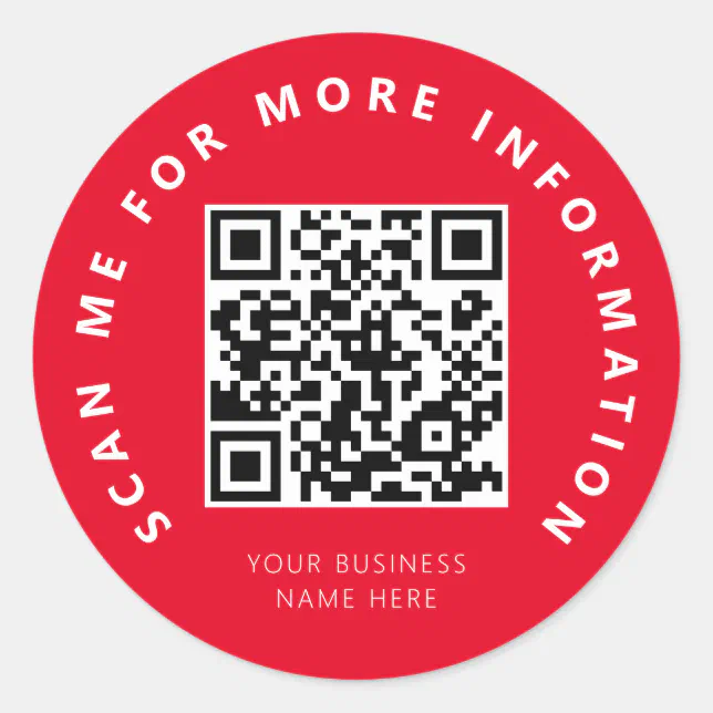 Scan Me Red QR Code Scannable Classic Round Sticker | Zazzle
