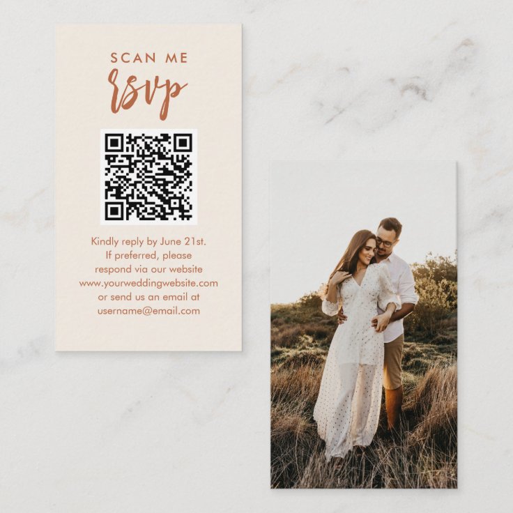 Scan Me RSVP Boho Dessert Wedding QR Code RSVP Enclosure Card | Zazzle
