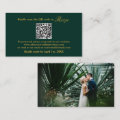 Scan Me RSVP QR Code Emerald Green Gold Wedding Enclosure Card | Zazzle