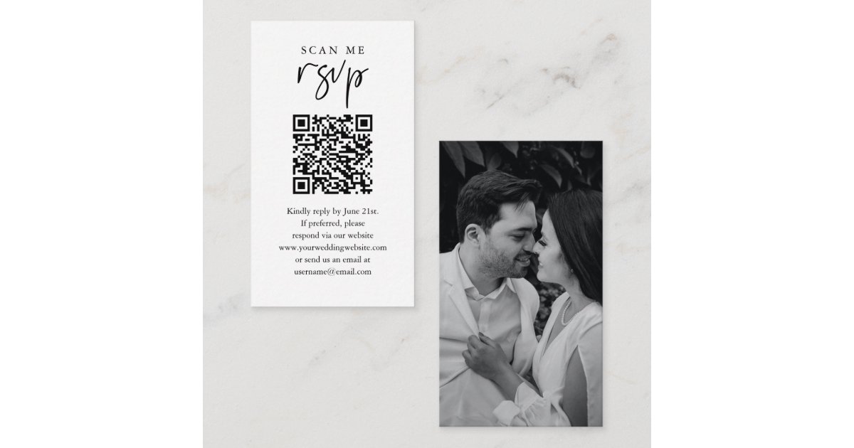 Scan Me RSVP Wedding QR Code RSVP Enclosure Card | Zazzle