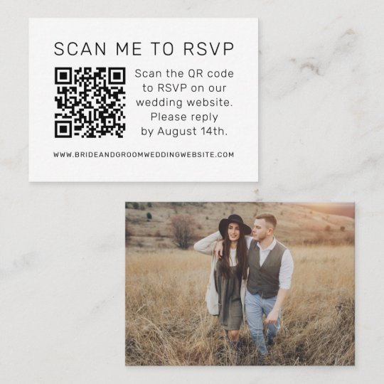 Scan Me to RSVP Wedding QR Code Photo RSVP Business Card | Zazzle.com